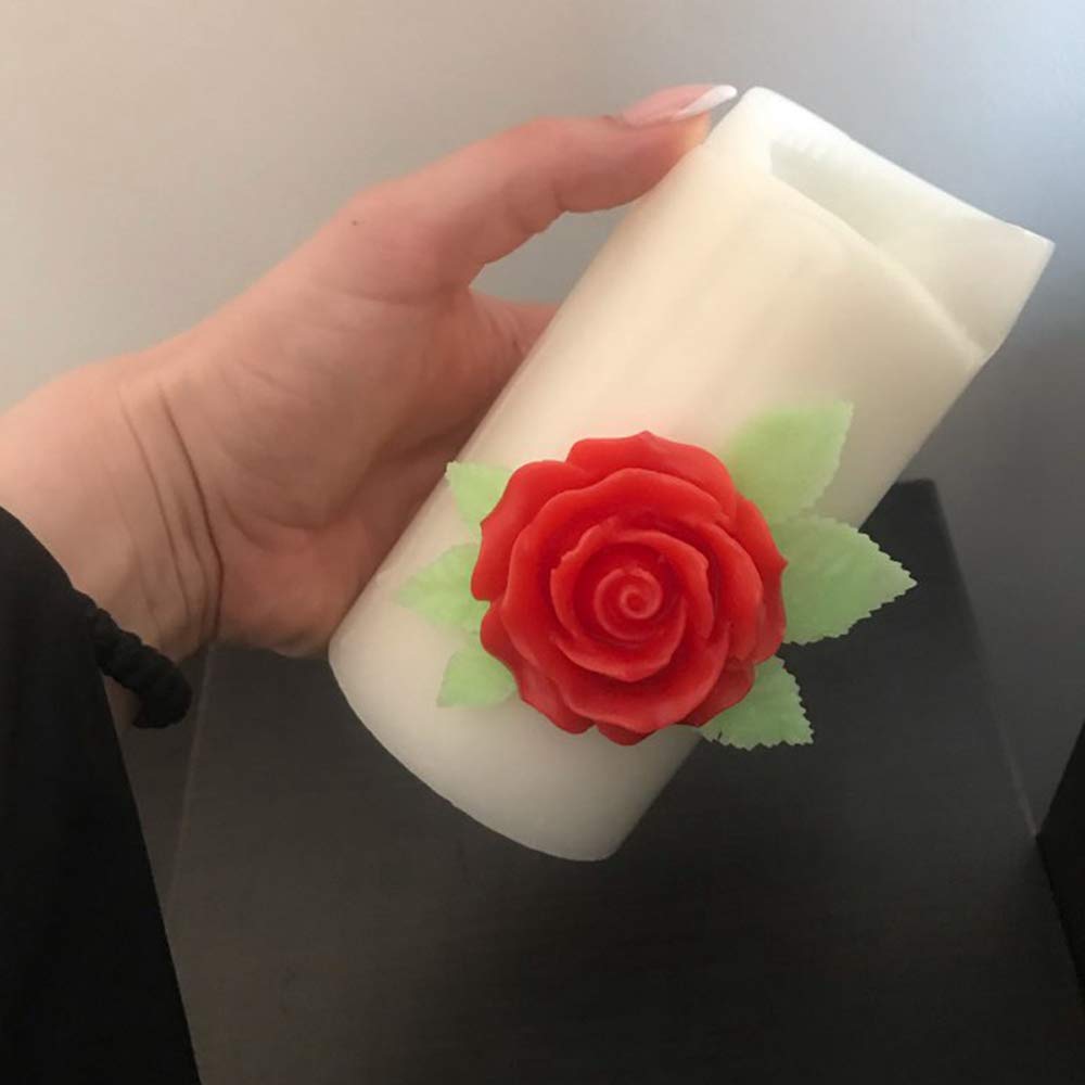 OBTANIM 2 Pcs Bloom 3D Rose Flower Fondant Silicone Molds for Chocolate Cake Soap Candy Pastry Candle Dessert (2 Size)