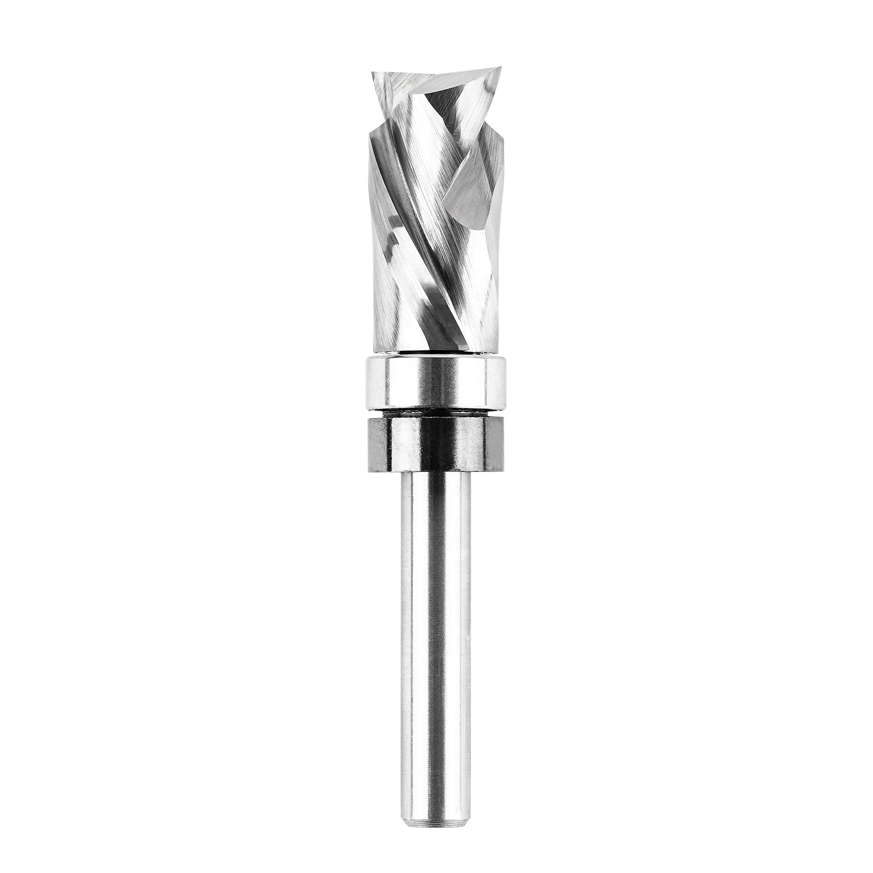 SpeTool Top Bearing Compression Flush Trim Router Bit with 1/4" Shank 1/2" Cutting Diameter, Up and Down Spiral Template Pattern Router Bit for Woodworking Trimming