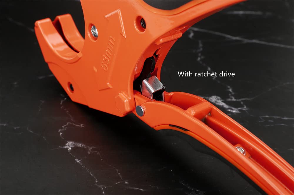 Ratchet Pvc Pipe Cutter, Cuts up to 2-1/2", PVC Cutter 2 Inch, Sk5 blade and aluminum alloy body, Cutting for PEX, PVC, and PPR Pipe, Etc,Ideal for Home Working and Plumbers