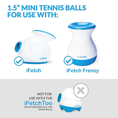 iFetch Mini Tennis Balls for Small and Medium Dogs, Toy Ball 5 Pack, Use Automatic Launcher Frenzy Brain Game, Blue, 1.5 Inch Diameter