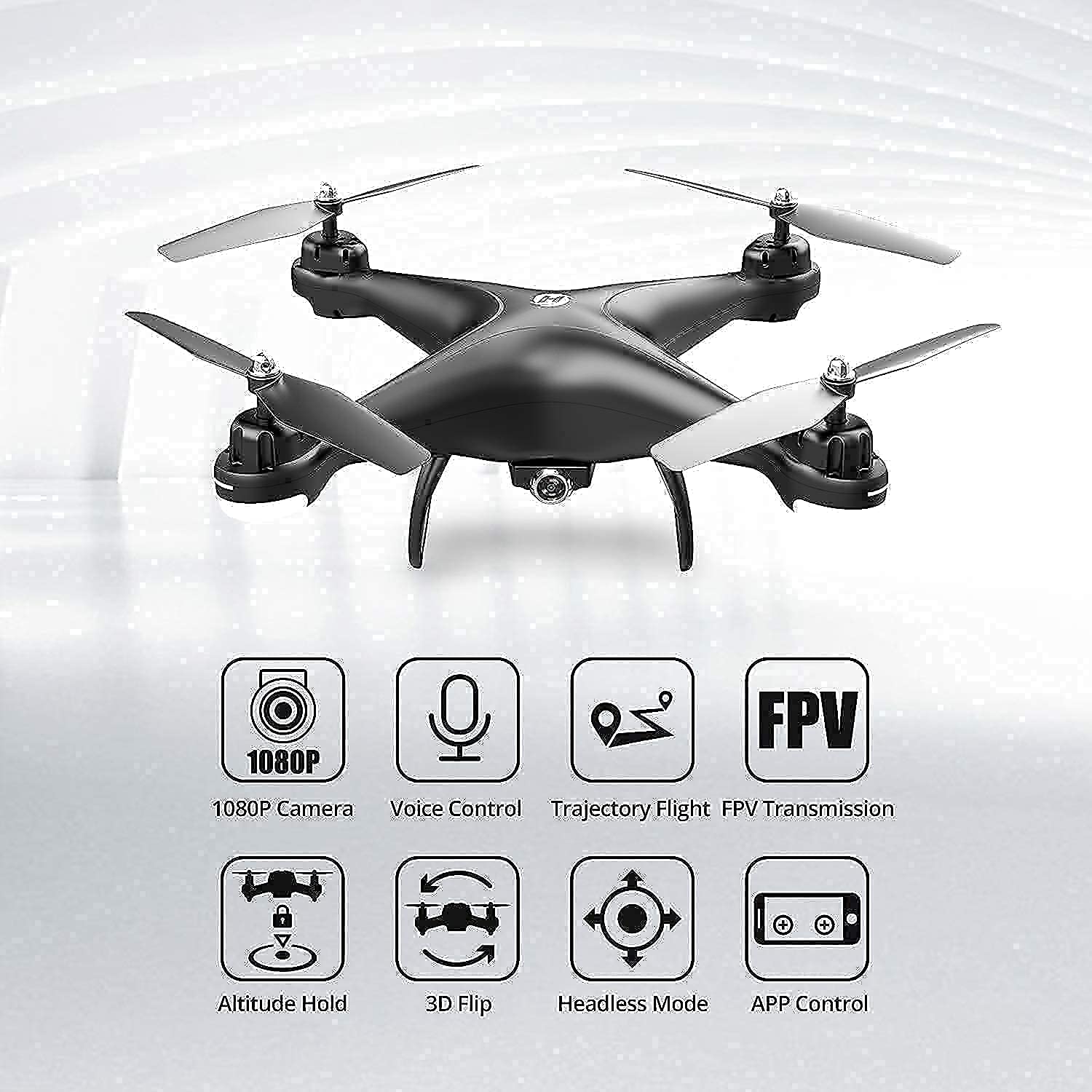 Holy Stone HS110D FPV RC Drone with 1080P HD Camera Live Video 120°Wide-Angle WiFi Quadcopter with Gesture Control, Altitude Hold, Headless Mode, 3D Flip RTF and 3 Batteries