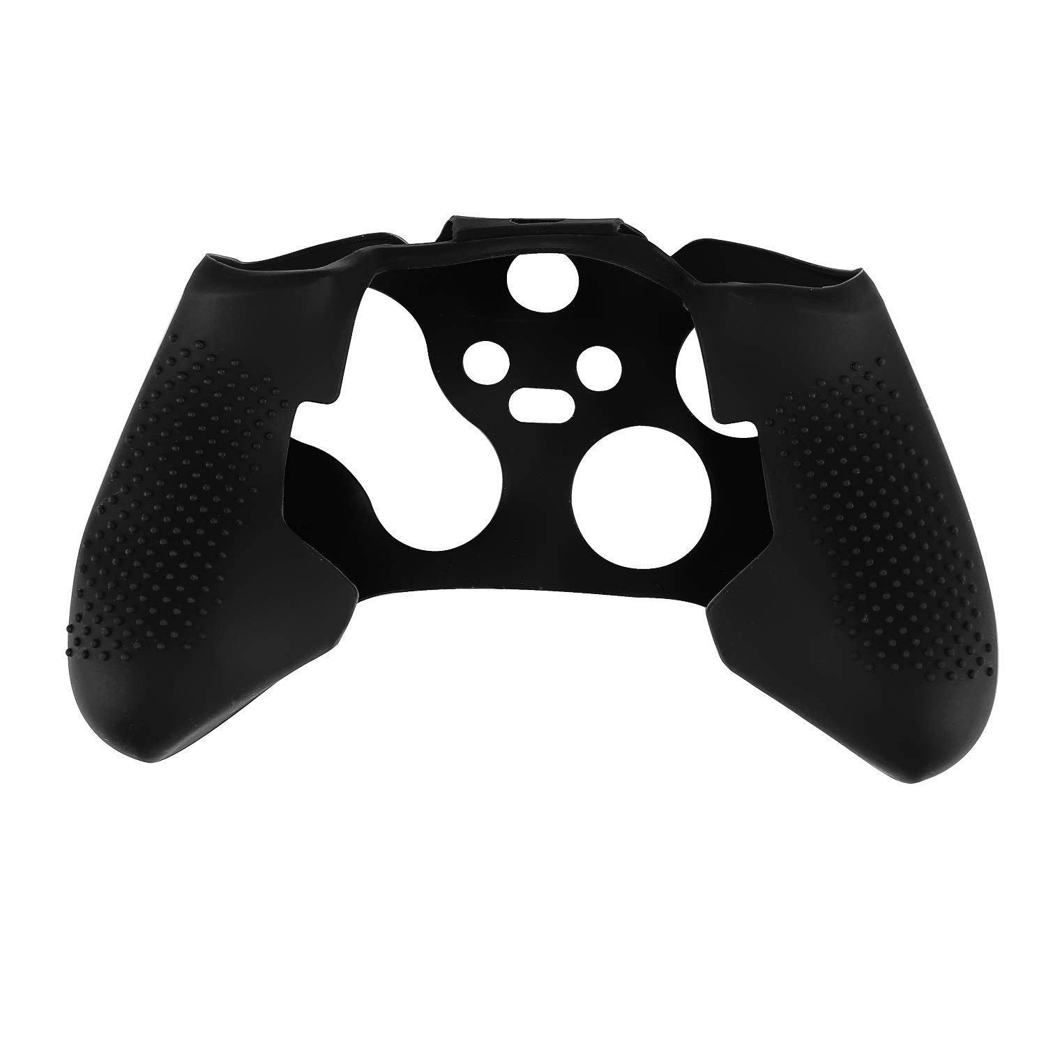 Jadebones Soft Silicone Protective Skin Anti-Slip Cover Case with 8 Rubber Thumb Grips Caps for Xbox One Elite Controller Compatible with Official Stereo Headset Adapter (Black)