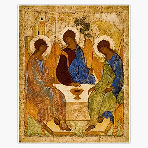Holy Trinity Painting Rublev Trinity Print Icon Christian Religious Wall Art Sticker Sticker Decal Bumper Sticker Waterproof 5"