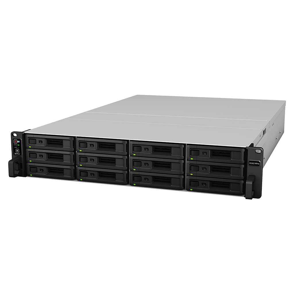 Synology RackStation RS3621RPxs NAS Server with Xeon 2.2GHz CPU, 64GB Memory, 192TB HDD Storage, 4 x 1GbE LAN Ports, Redundant Power, DSM Operating System Bundle with Rail kit