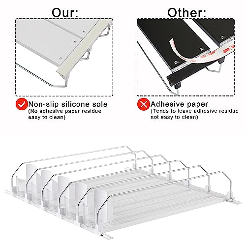 Soda Can Dispenser for Refrigerator, Width Adjustable Self-Pushin Soda Can Organizer, Beer Pop Can Water Bottle Storage for Fridge, Pantry, Kitchen (5 Rows, White)