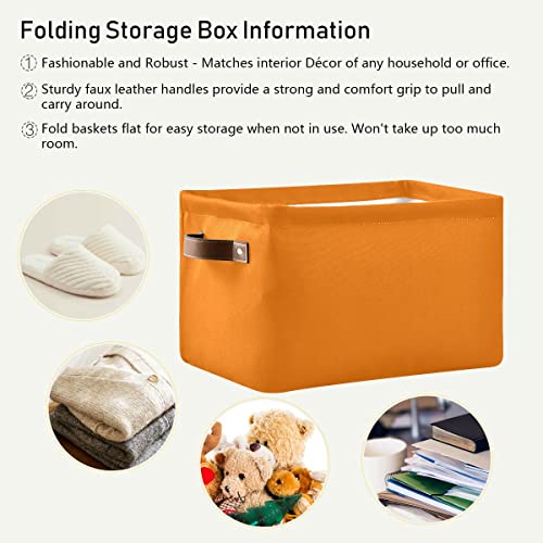 xigua Orange Pattern Storage Basket Durable Canvas Storage Bins with Handles Large Collapsible Storage Bins Boxes for Shelves,Home Office,Toys,Closet & Laundry- 2PCS