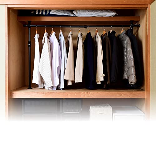 Yamazen WJO-716(BK) Tension Hanger Rack, Closet, Width 38.4 - 65.0 x Depth 3.7 x Height 31.5 - 81.5 inches (97.5 - 166 x 9.5 x 80 - 207 cm), Easy Storage, Utility Model Acquired, Black
