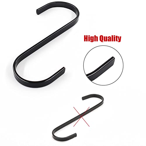 WEYEEN 10PCS Black S Hooks 4.3 inch,Heavy Duty S Hooks for Hanging Plants Outdoor Kitchenware Pan Pots Utensils Closet Clothes Bags Towels Kitchen Hooks Hanger