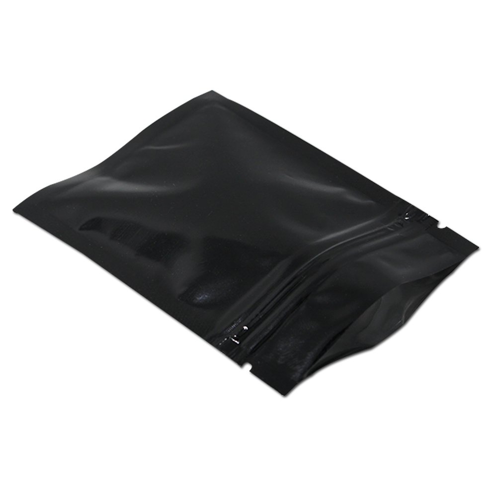 MITOB Mylar Bags for Zip Reusable Small Aluminum Foil Lock Package Bag Candy DIY Chocolate Coffee Nut Food Long Term Storage Zipper Lock Packaging Bag with Tear Notch (Black, 2.3x3.1 inch)