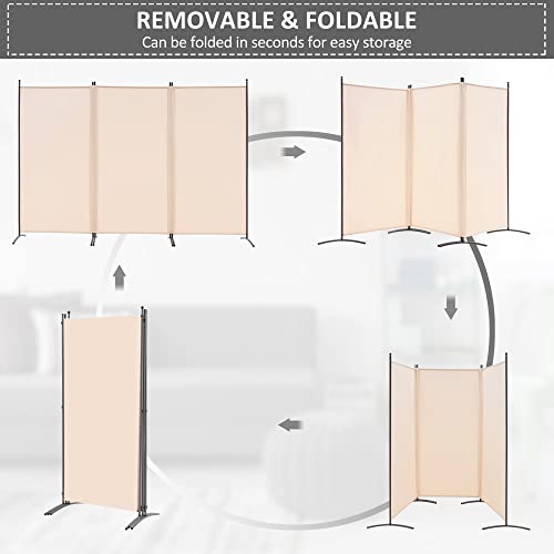 Spurgehom Room Divider,3 Panel Folding Partition Privacy Screens, Freestanding Fabric Room Panel, Portable Folding Room Divider Wall for Office, Room,Restaurant,102" W X 71" H Beige