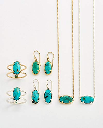 Kendra Scott Elisa Pendant Necklace in Sterling Silver, Genuine Turquoise Gem, Fine Jewelry for Women