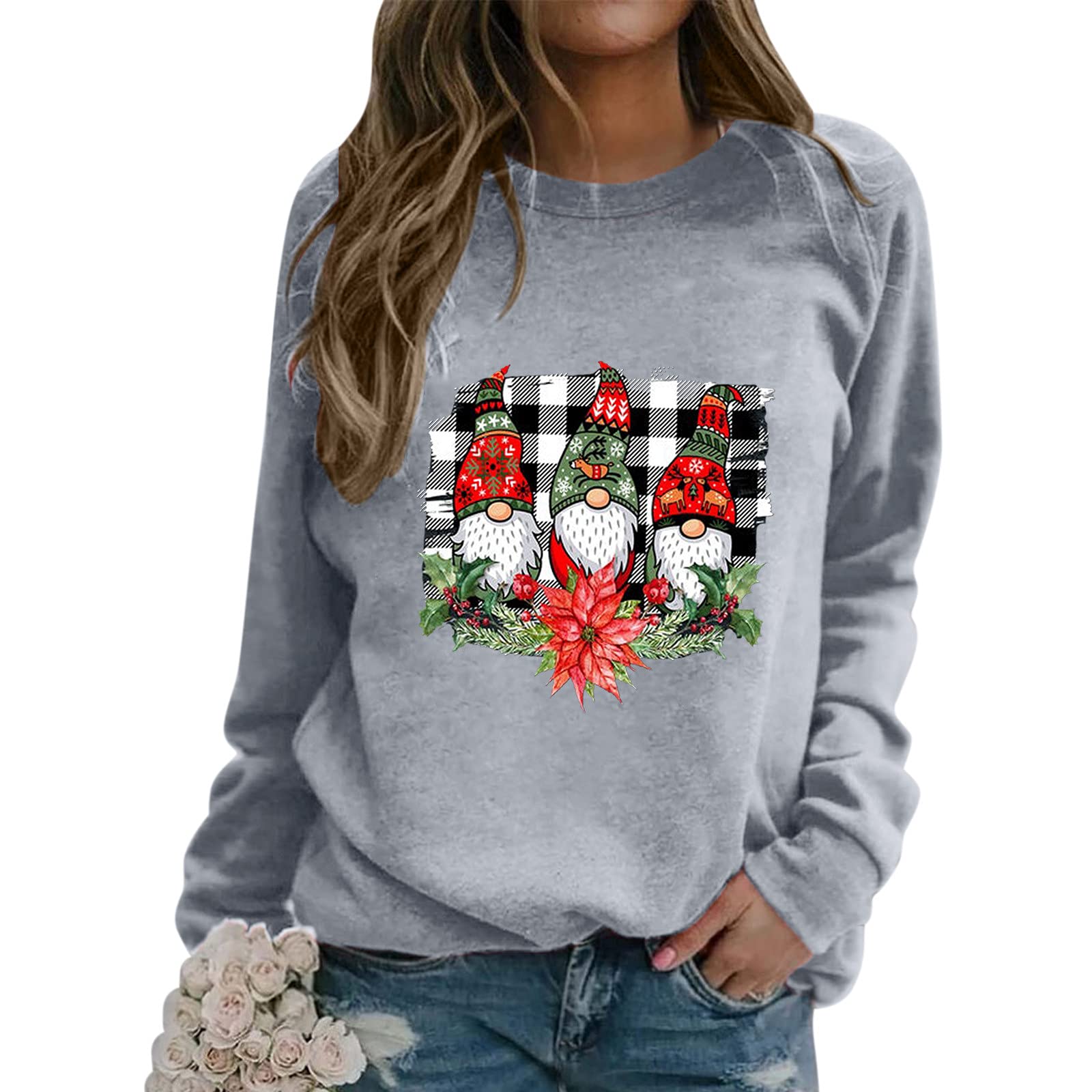 Tunic For Women Tops Plain Fashion Hoodies Long Sleeve Sweatshirts Drop Shoulder Pullover Baseball T-Shirt Grey