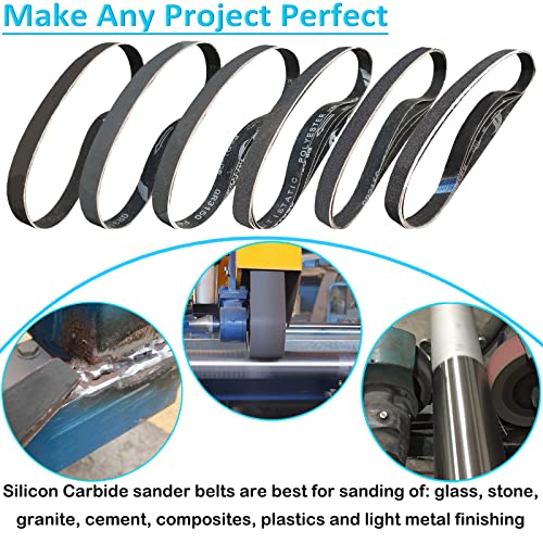 Sackorange 24 Pack 1 x 30 Inch High Performance Silicon Carbide Sanding Belts - 4 Pcs Each of 120 240 400 600 800 and 1000 Grits Premium Knife Sharpening Sanding Belts