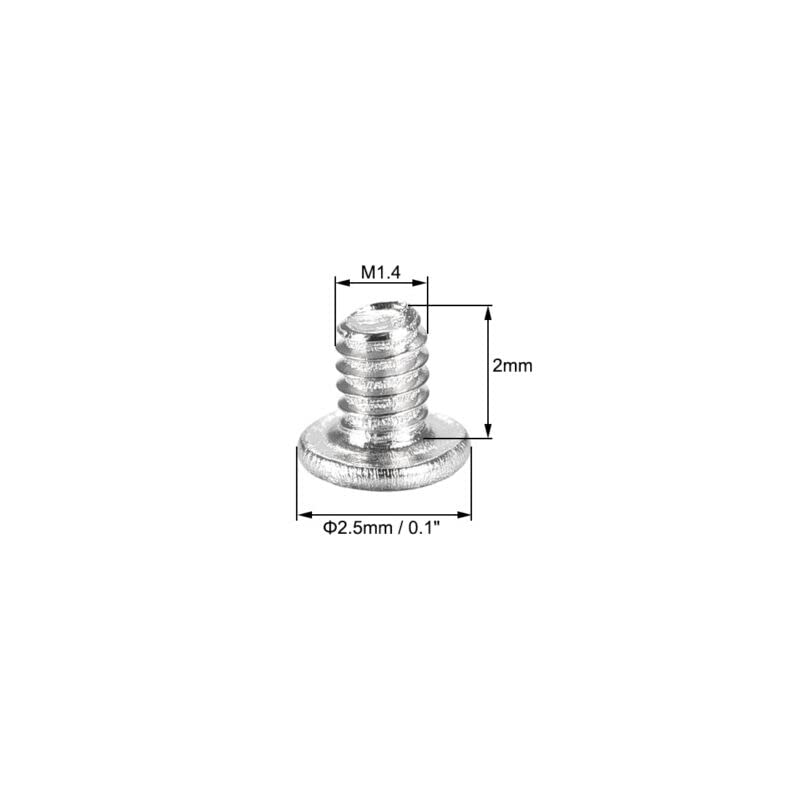 Tool parts M1.4x2mm Laptop Computer Screws 2.5mm Dia Head Screw Silver Tone 100pcs