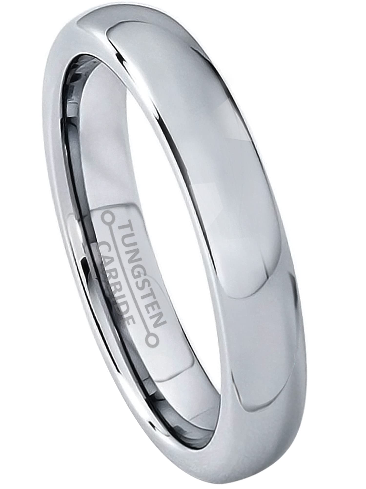 Jewelry Avalanche 4mm Comfort Fit Tungsten Wedding Band, Polished Classic Dome Tungsten Carbide Ring, Tungsten Anniversary Ring #015s7.5