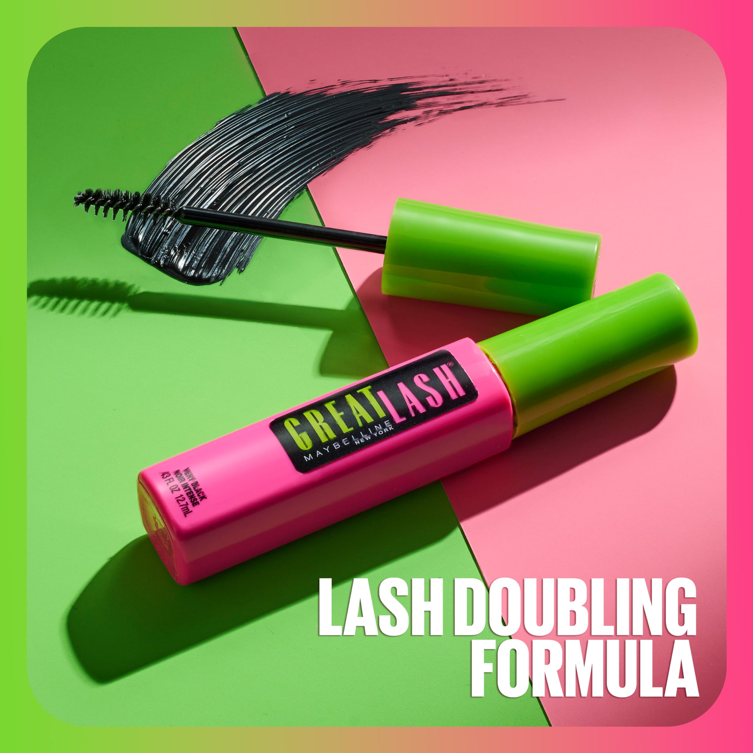 Maybelline New York Makeup Great Lash BIG Washable Mascara, Blackest Black Volumizing Mascara, 0.34 fl oz