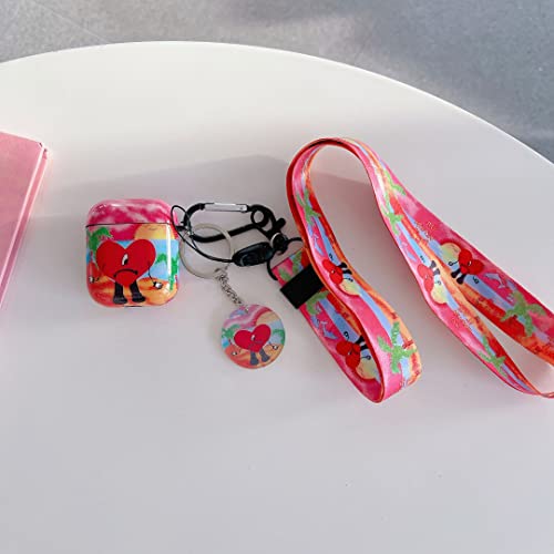 with Fashion Kawaii Lanyard Keychain,Cute Interesting Soft TPU Airpod 1/2 Case,Suitable Man Women Girl Airpod Case