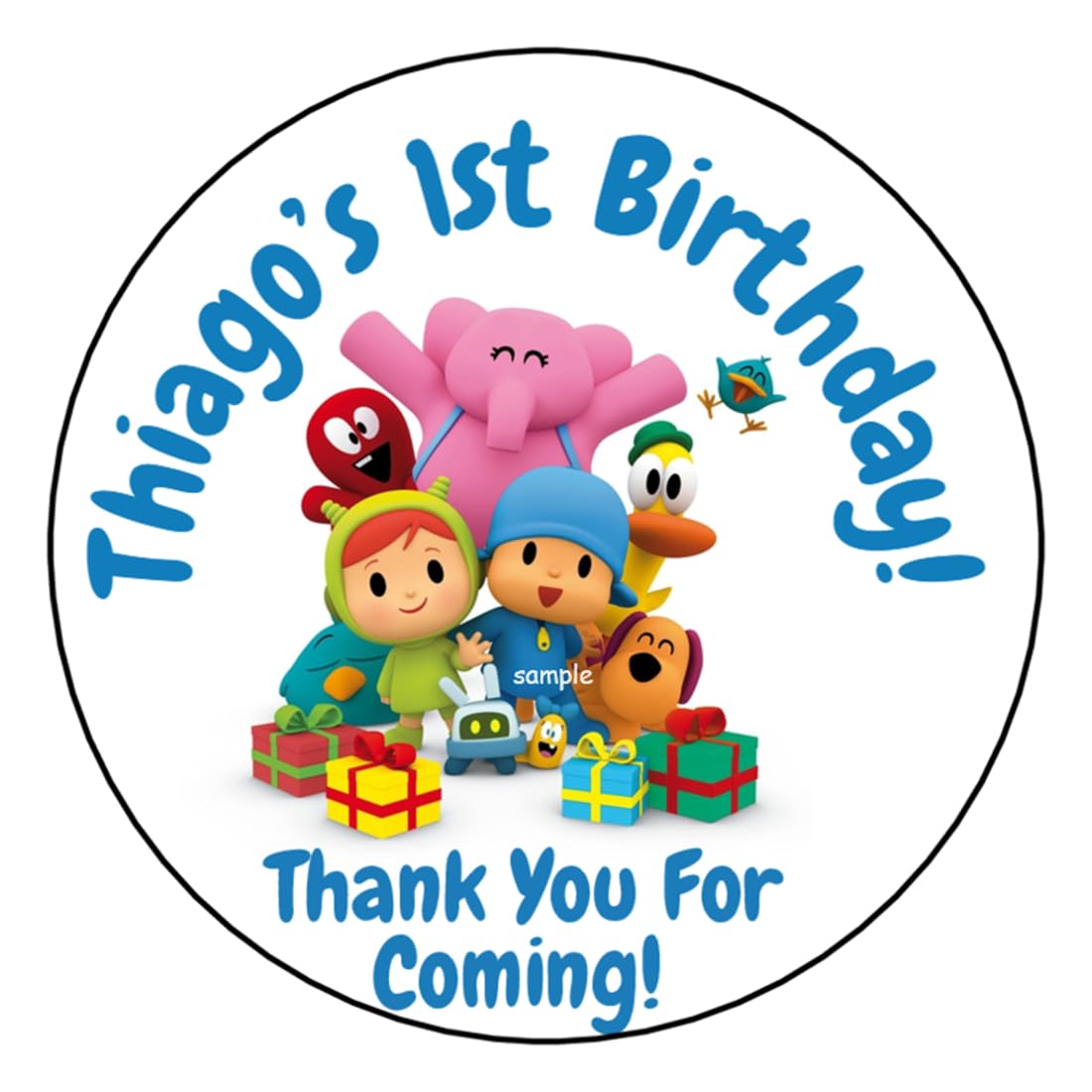 Stickers, Birthday Party, Labels for Tags, Personalized (12 Count) Cute Elephant
