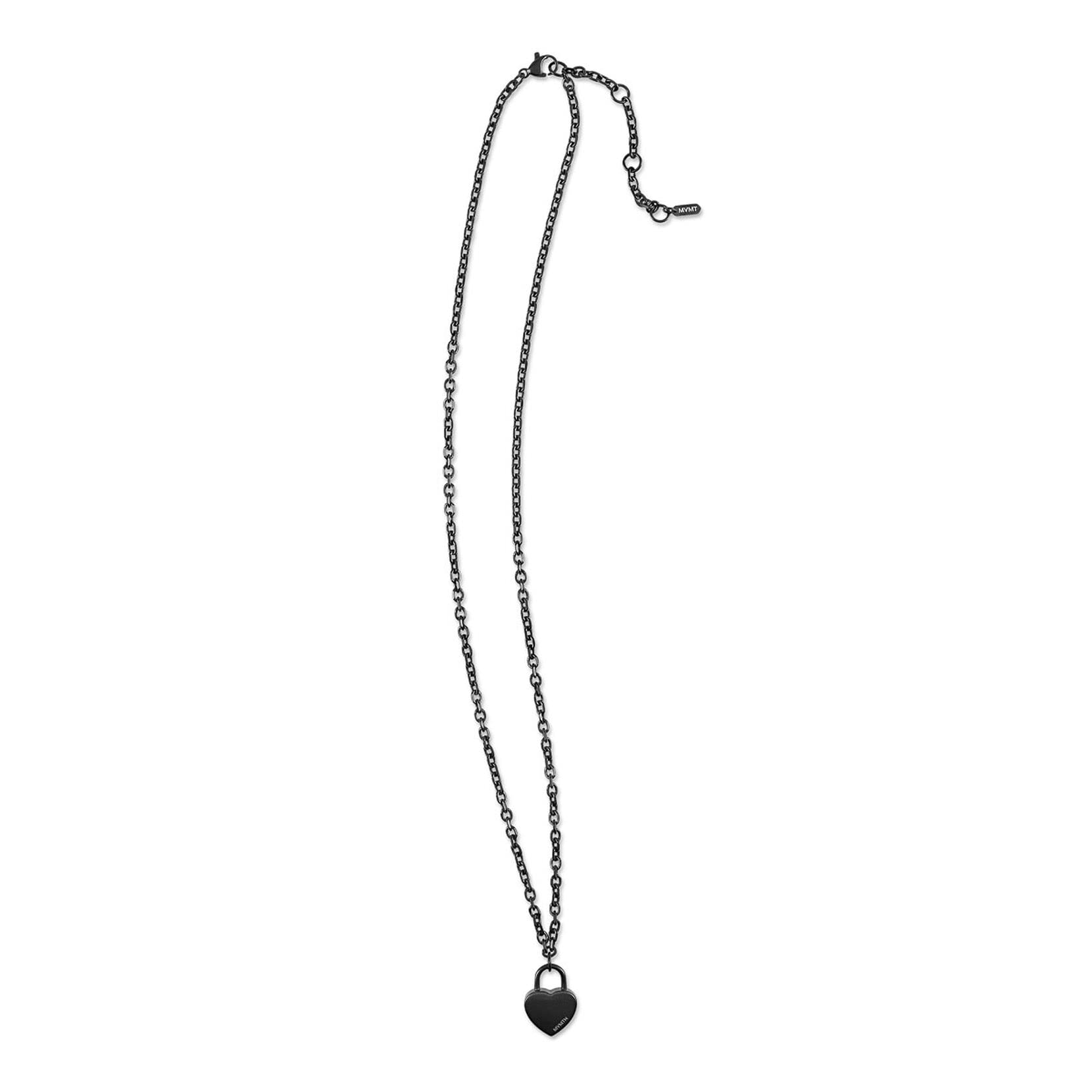 MVMT Women's Heartlock Necklace, Black
