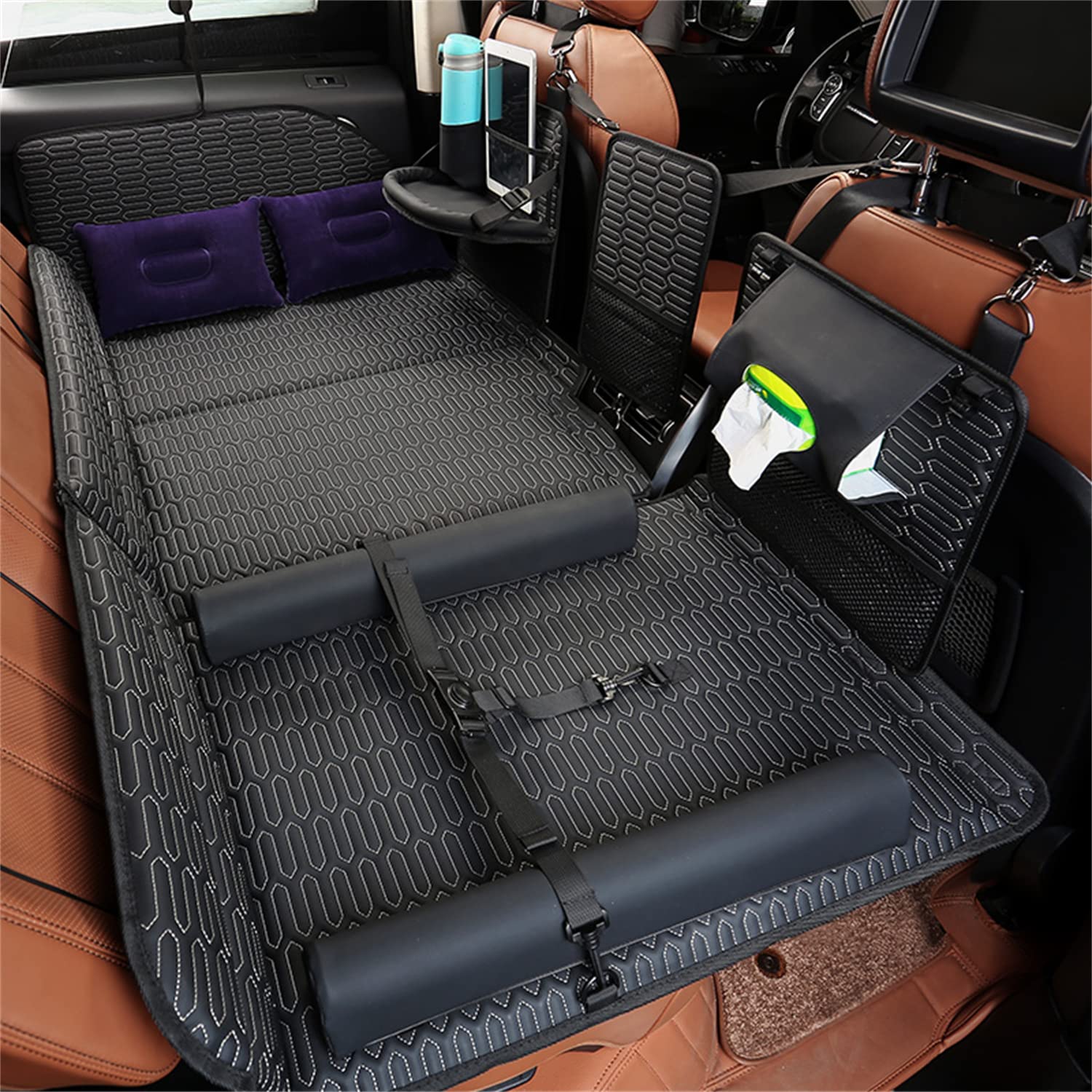 Non-Inflatable, Foldable Mattress for SUV Sleeping, Portable Seat Bed , Car Back Seat Extender for Dogs, Travel for Camping Truck, Black