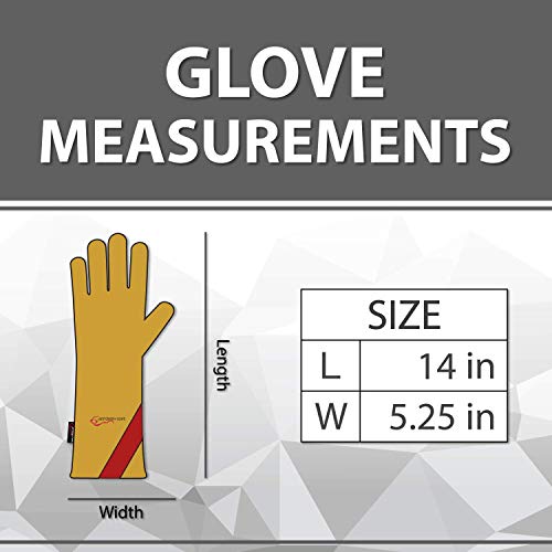 SAFE HANDLER Prime Welding Gloves with Kevlar Thread Protection | Reinforced Thumb and Palm, Heat Resistant for oven, MIG welding, TIG welder, Grill, Fireplace, BBQ, 14 inch, 1 Pair (2 gloves)