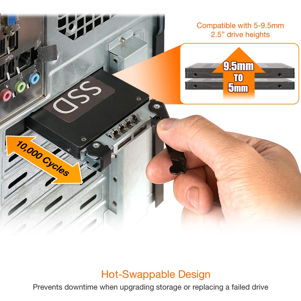ICY DOCK 2.5 inch SATA SSD Removable Hard Drive Bay Adapter for PCIe Expansion Card Slot | ToughArmor MB839SP-B