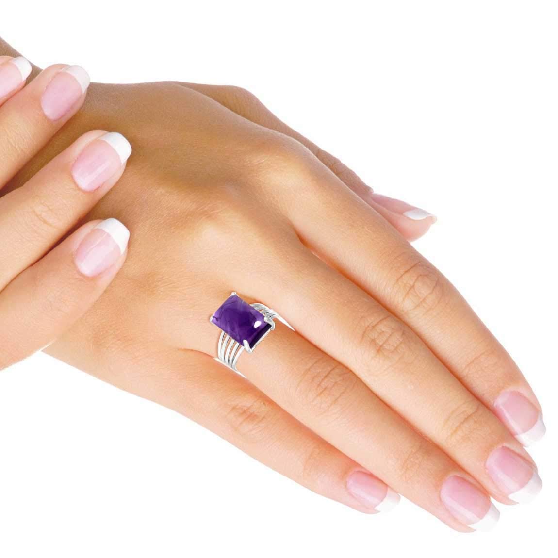 JEWELOPORIUM Purple Amethyst Natural 925 Sterling Silver Ring for Women Gemstone Cocktail Silver Ring Size 13 Christmas - Gift Victorian Jewelry