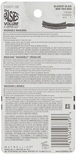 Maybelline New York Makeup Volum' Express The Falsies Flared Washable Mascara, Blackest Black, 0.31 Fl Oz (Pack of 1)