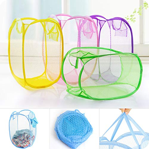 Yardwe Popup Mesh Laundry Basket, 1PC Collapsible and Portable Clothes Washing Laundry Hamper for Laundry Room, Bathroom, Kids Room, College Dorm or Travel (Black)