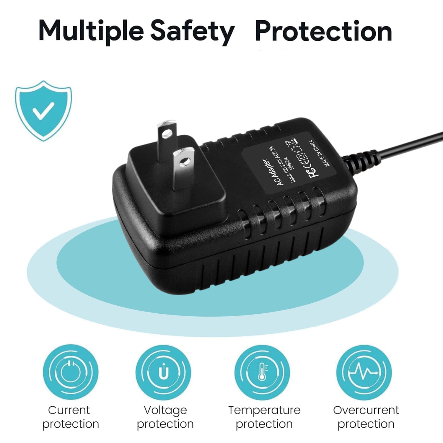 SZSWWPOR 7V 2A AC/DC Power Adapter with 2.5mm x 5.5mm Tip Center + for 7V 1.6A 1600mA