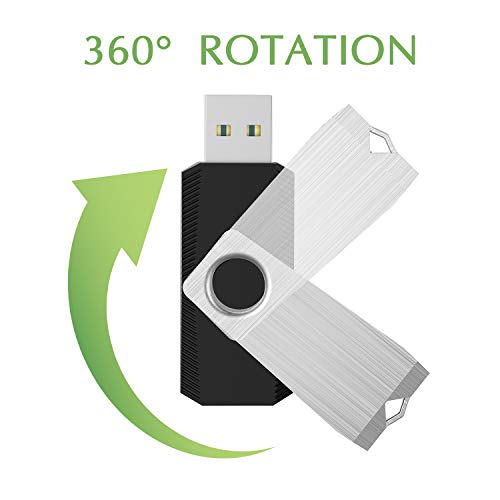 K&ZZ 16GB 10 Pack USB Flash Drives 16 GB Swivel USB 2.0 Memory Stick Flash Drive 16G USB Drive Flash Thumb Drive Pendrives with LED Indicator, Black