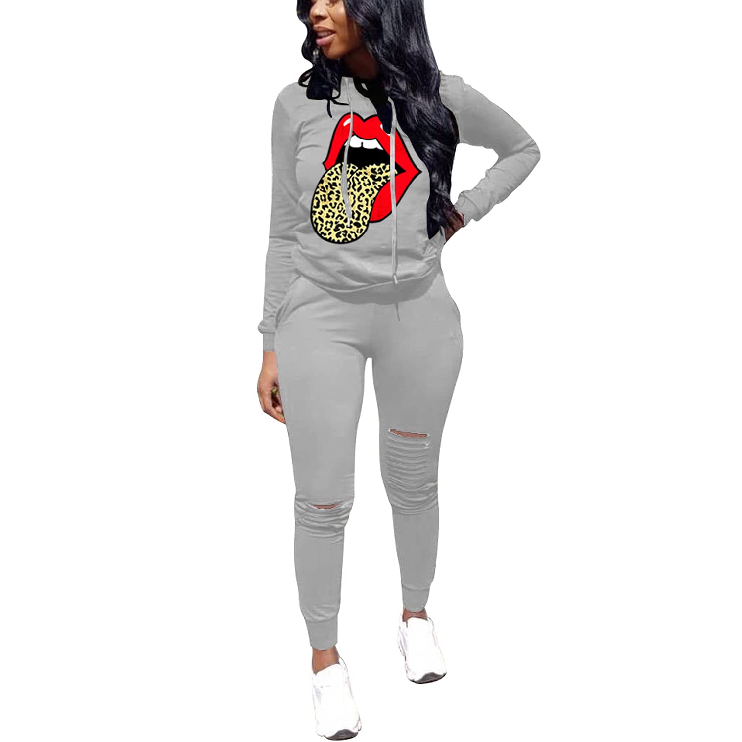 Nimsruc Two Piece Outfits For Women Summer Womens Sweatsuits Sets Jogger Set Tracksuit Sweat Suits Gray M