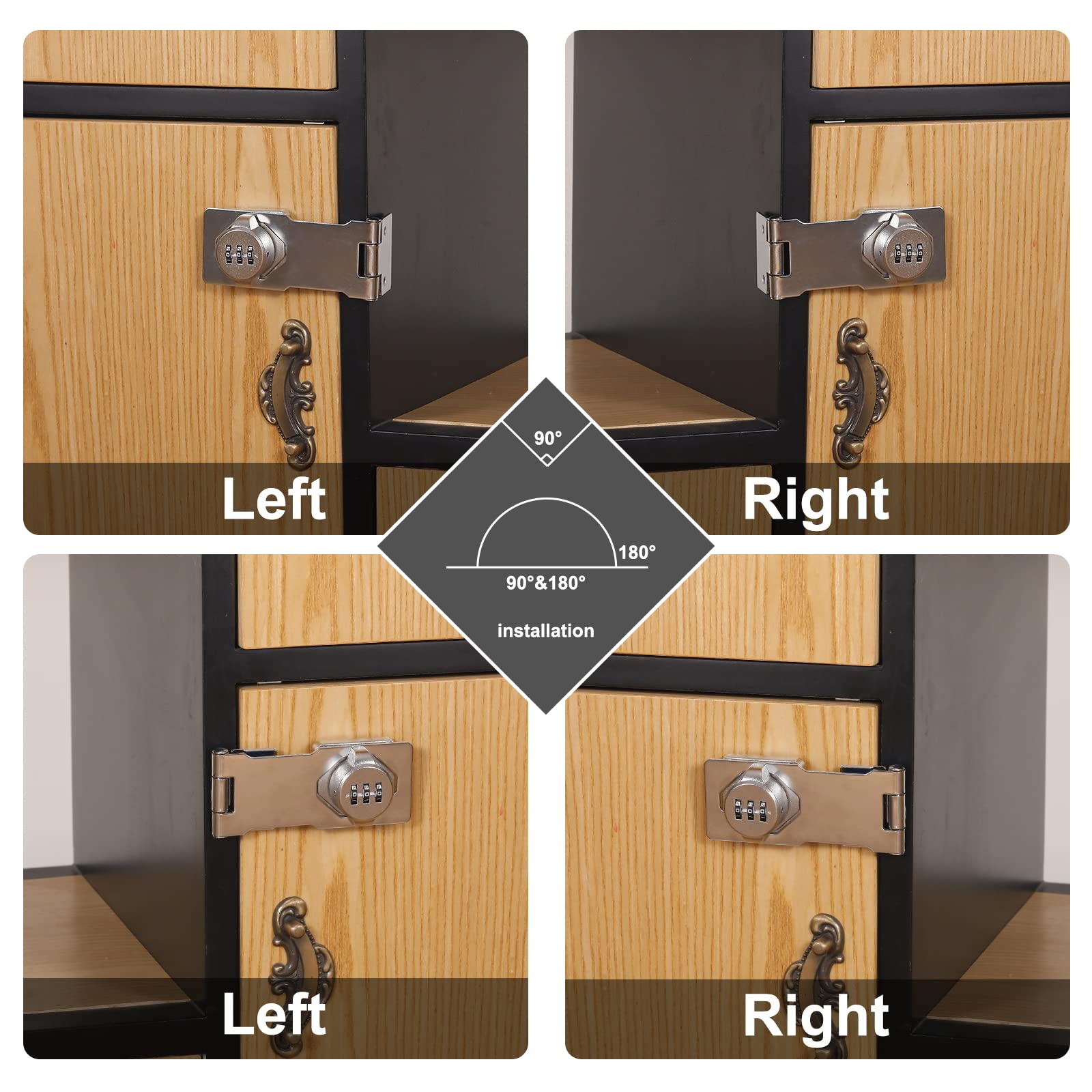 Household Cabinet Password Locks, Cabinet Door Combination Lock with 7 Screws and Viscose, for Cabinet, Mailbox, Pet Doors, Office File Cabinet Lock (Black)
