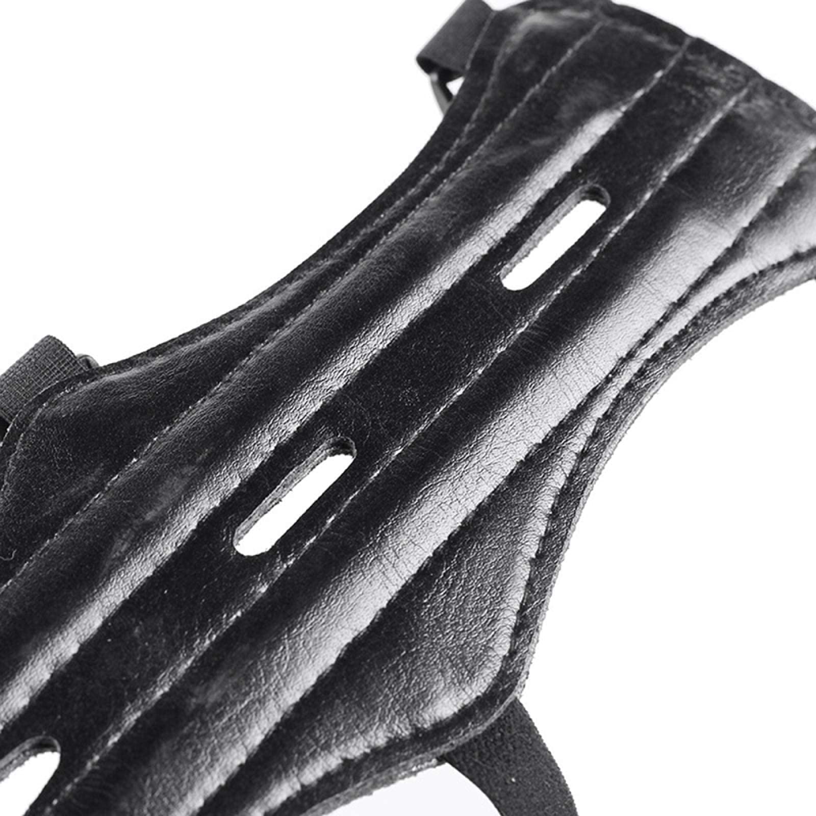 LOKHEIRA ARCHERY Archery Arm Guard, Leather Forearm Protector w/Bow Adjustable 3-Strap Buckles for Shooting Hunting Practice(Contain Finger Protector)