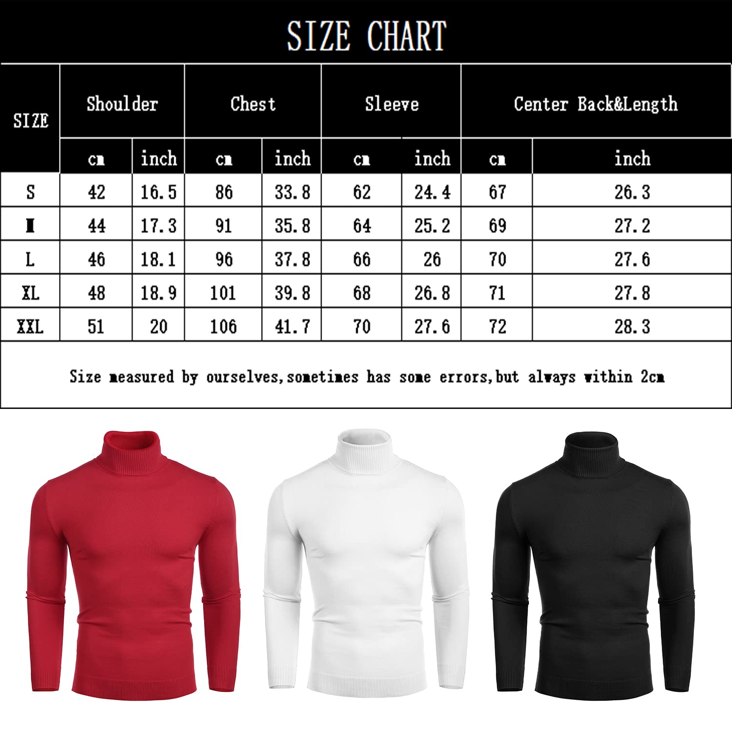 nine bull Men's Thermal Casual Pullover Shirts Long Sleeve Slim Fit Basic Solid Soft Lightweight Turtleneck T-Shirt B-black