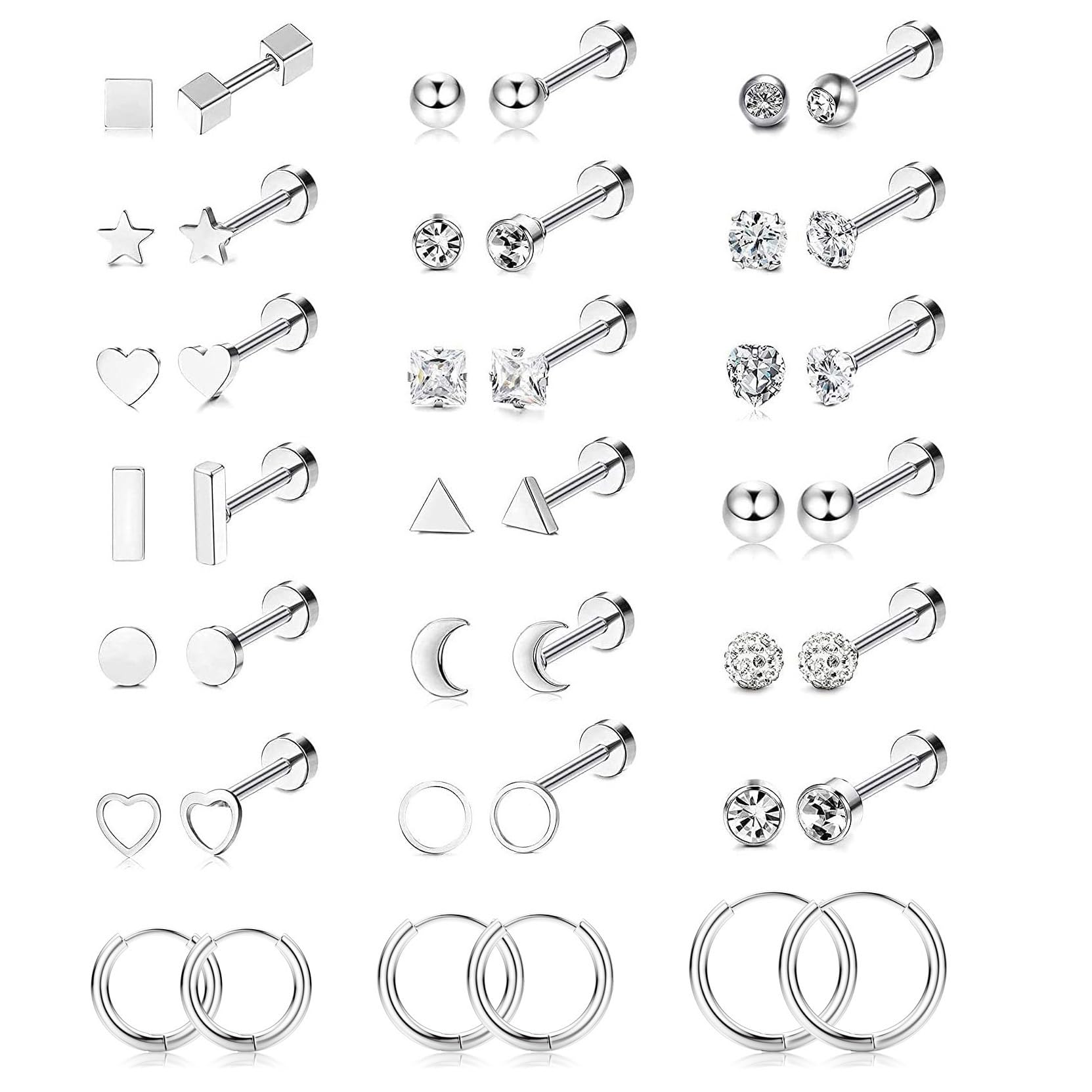 LOLIAS Small Flat Back Earrings Hypoallergenic Surgical Steel Earrings 14K Gold Plated Stainless Steel Stud Earrings for Women Men Tiny Stud Hoop Cartilage Earring
