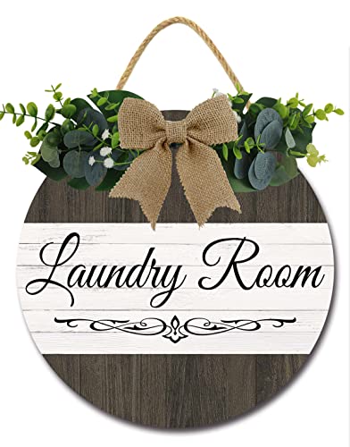 Sokomurg Laundry Room Sign Rustic Wooden Plaque for Wall Door Funny Decor Vintage Hanging Wash House Farmhouse 12IN (20221101ac001)