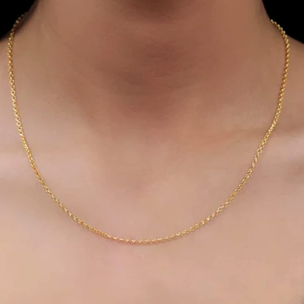 Jewelry Affairs 14k Yellow Real Gold Forsantina Chain Necklace, 1.5mm, 18"