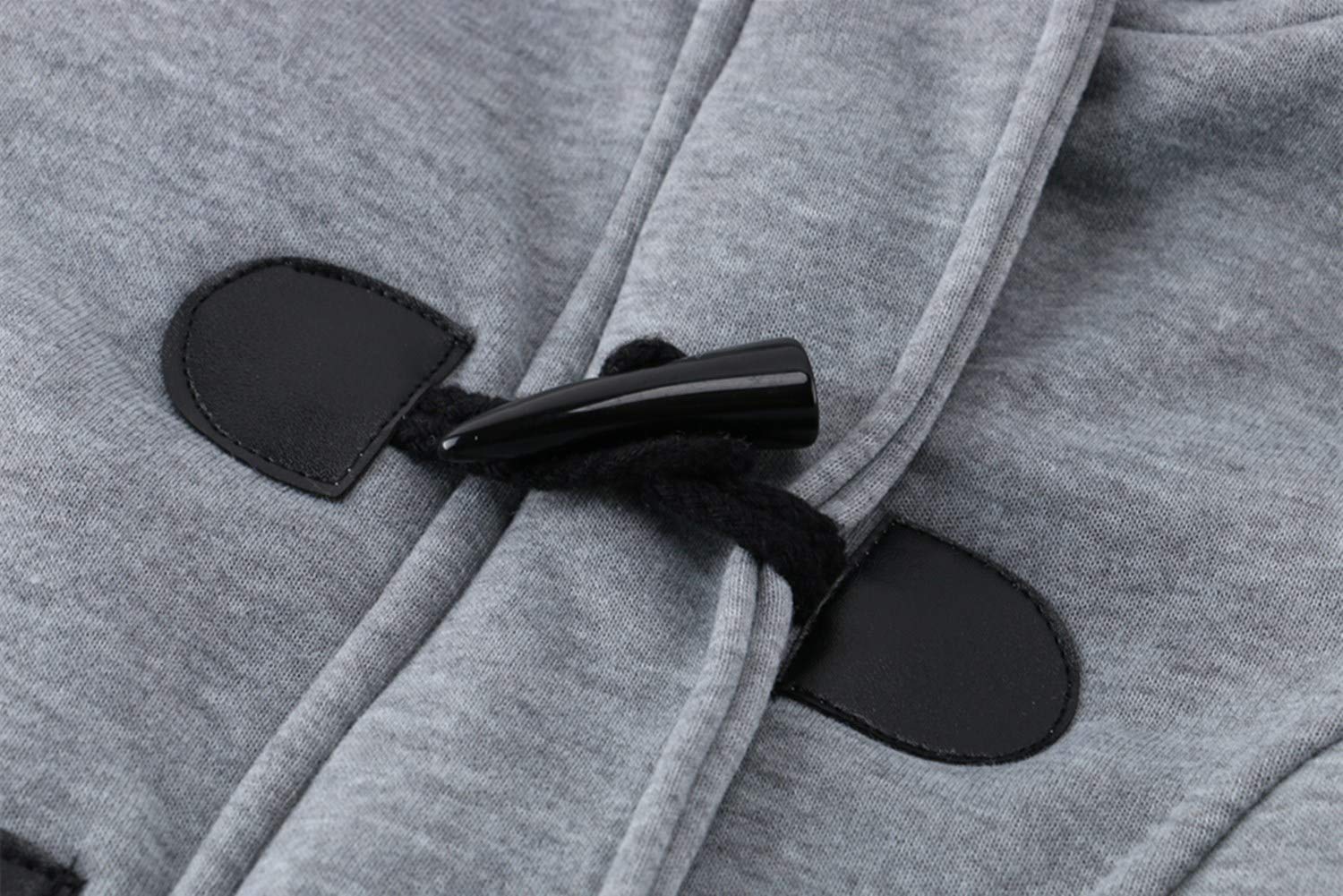 JiangWu Womens Fashion Horn Button Fleece Thicken Coat with Hood Winter Warm Jacket (XX-Large, Light-gray)