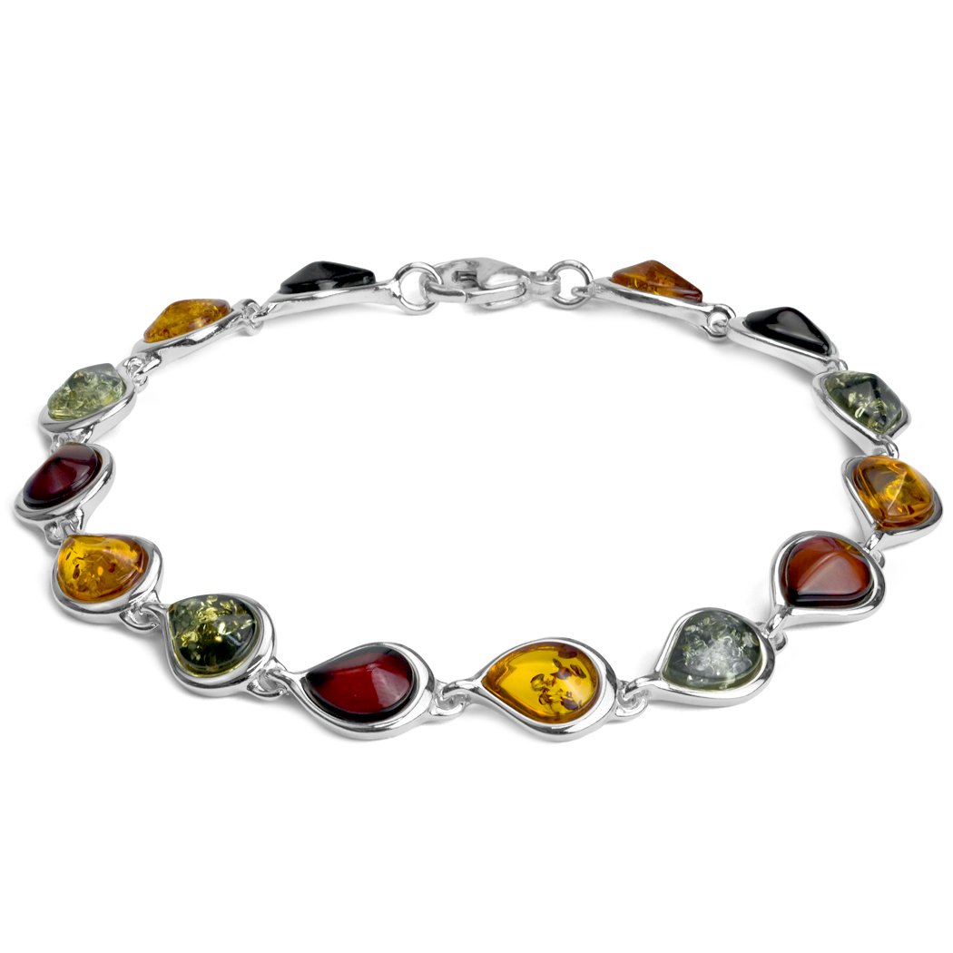 Ian and Valeri Co. Multicolor Yellow Green Cherry Amber Sterling Silver Teardrops