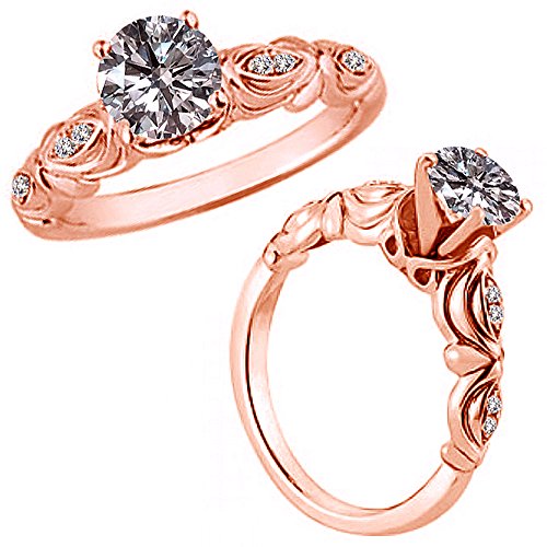 Jascina 0.50 Carat G-H Diamond Fancy Solitaire Engagement Wedding Bridal Ring 14K Rose Gold