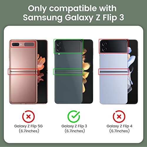 VEGO for Galaxy Z Flip 3 Ring Stand Case, Z Flip 3 All-Inclusive Cover Case with Hinge Protection and Glass Camera Lens Screen Protector for Samsung Galaxy Z Flip 3 5G (2021) - Purple
