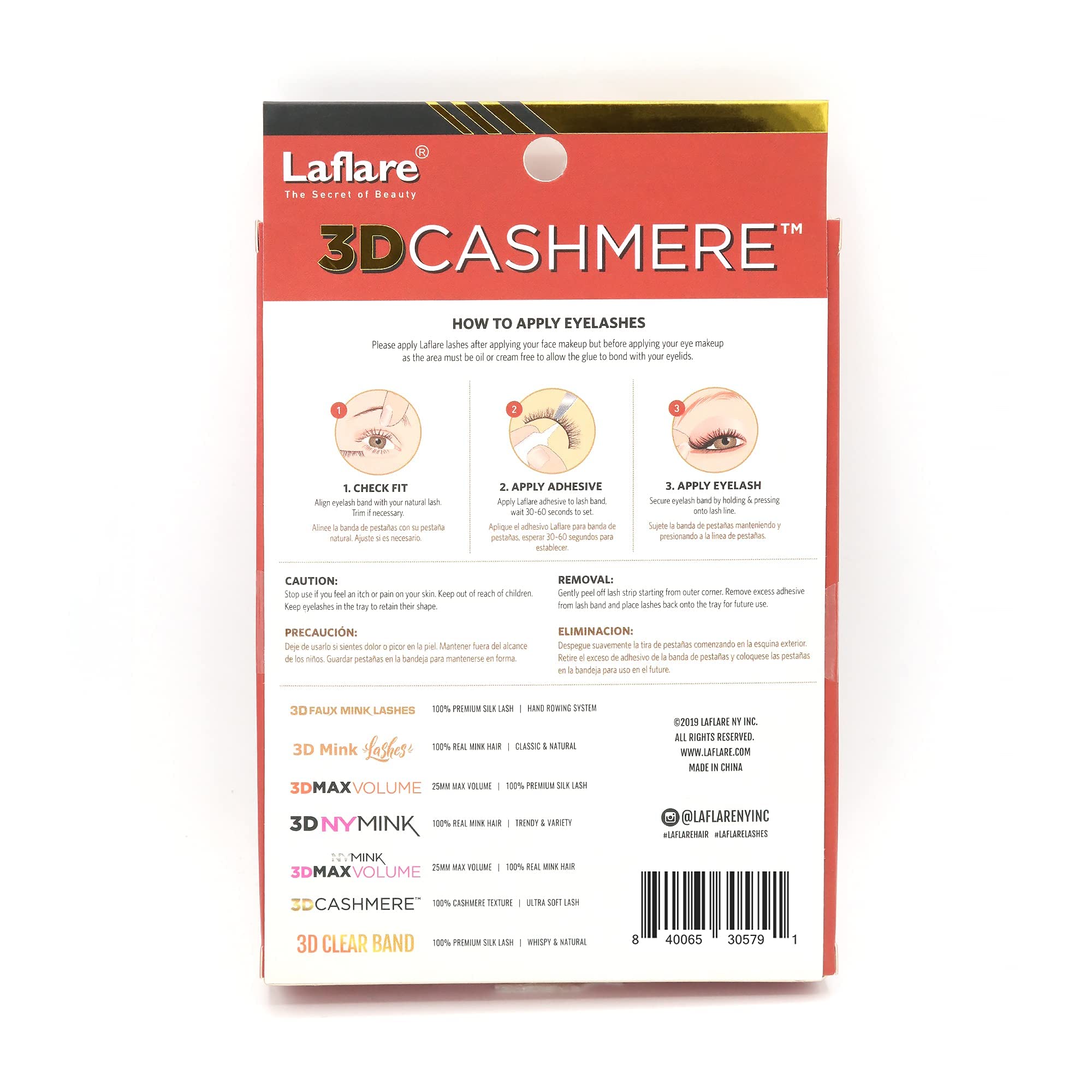 Laflare 3D Cashmere False Eyelashes Multipack, Ultra Soft, Glam, Luxurious, Cruelty-Free, Reusable, Fake Eyelashes 5 Pairs Value Pack (109X5P)