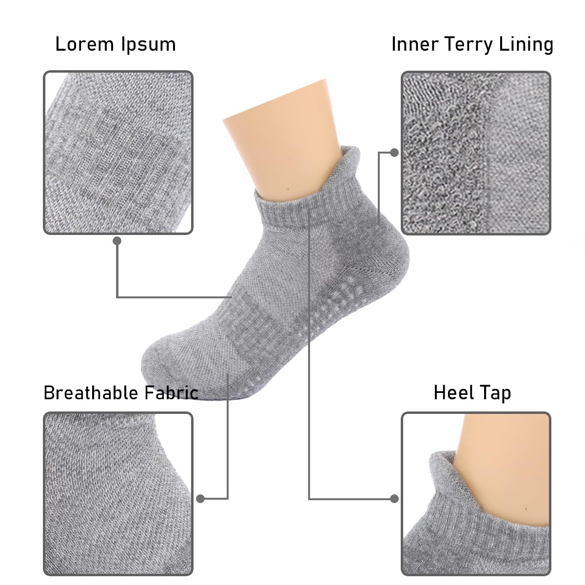 LEPUTA Men's Athletic Ankle Socks Mesh Breathable Cotton Crew Socks Boot Socks Low Cut Socks 6 Pairs