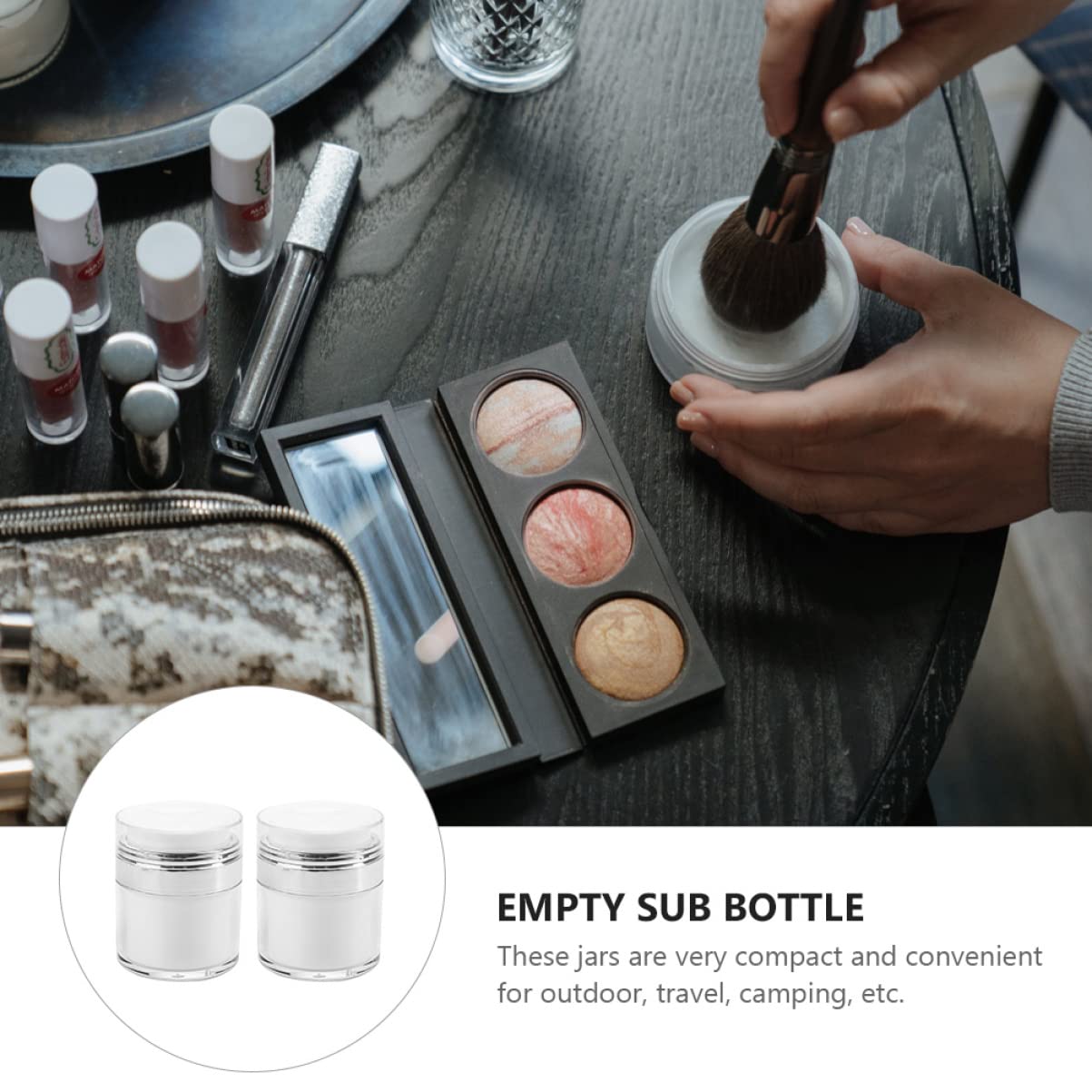 Travel Container Empty Refillable Cosmetic airless Pump Jars Empty airless Cosmetic Container airless Lotion Dispenser Air Pump Bottles Vacuum Container (Size : 7.5x6.2x6.2cm)