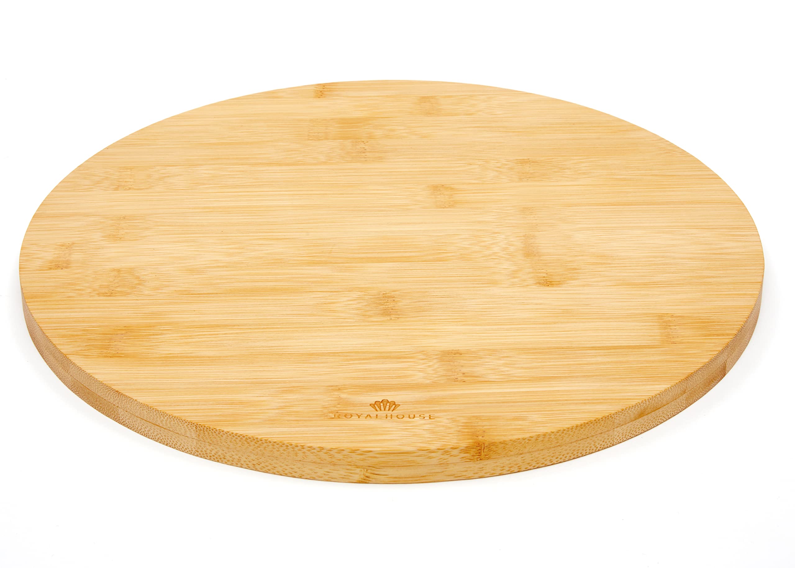 RoyalHouse Natural Bamboo Round Cutting Board for Kitchen, Chopping Boards for Meat & Vegetables, Cheese and Charcuterie Board, Serving Tray, 11.8" Round 0.6" Thick