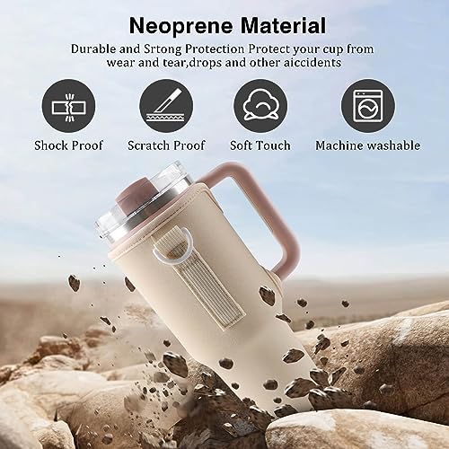 Stanley Cup Holder with Adjustable Shoulder Strap, Stanley Carrier Bag for 40oz Adventure Quencher & H2.0 Flowstate Tumbler with Handle, 40 Oz Tumbler Accessories Sleeve, Stanley Carrying Strap