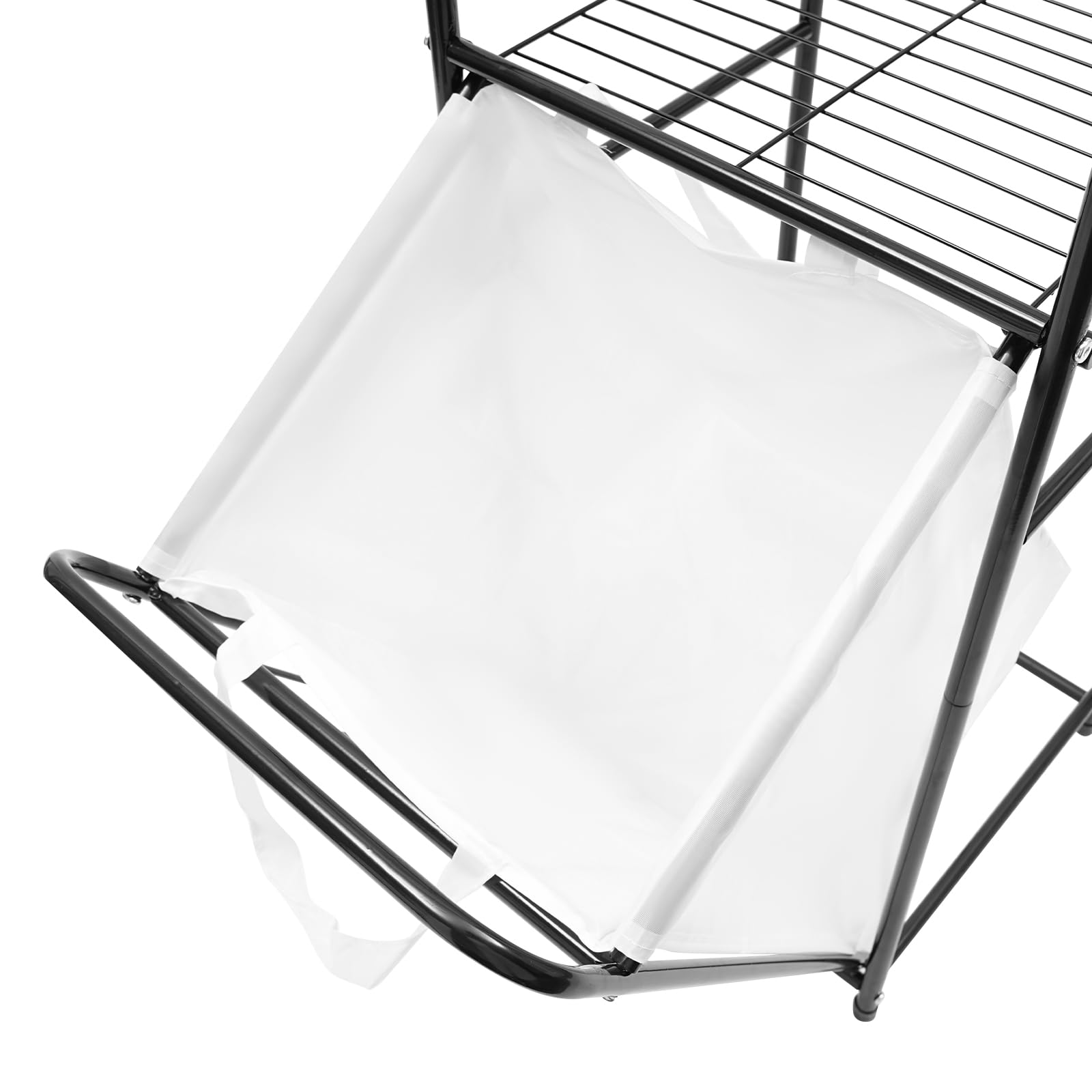 WUSILILU Tilt Out Laundry Hamper with 2 Tier Shelves, 2 Tier Storage Rack with Laundry Basket, Laundry Hamper Cabinet with Removable Liner Bag for Laundry Rooms, Bedrooms, Bathrooms, Apartments