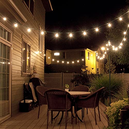 String Light Poles for Outdoor Lights 2 Pack,100 Inch Height Adjustable Metal Stand Pole with Hooks Hanging Lights,Garden, Backyard, Patio Lighting Parties, Wedding (Black)