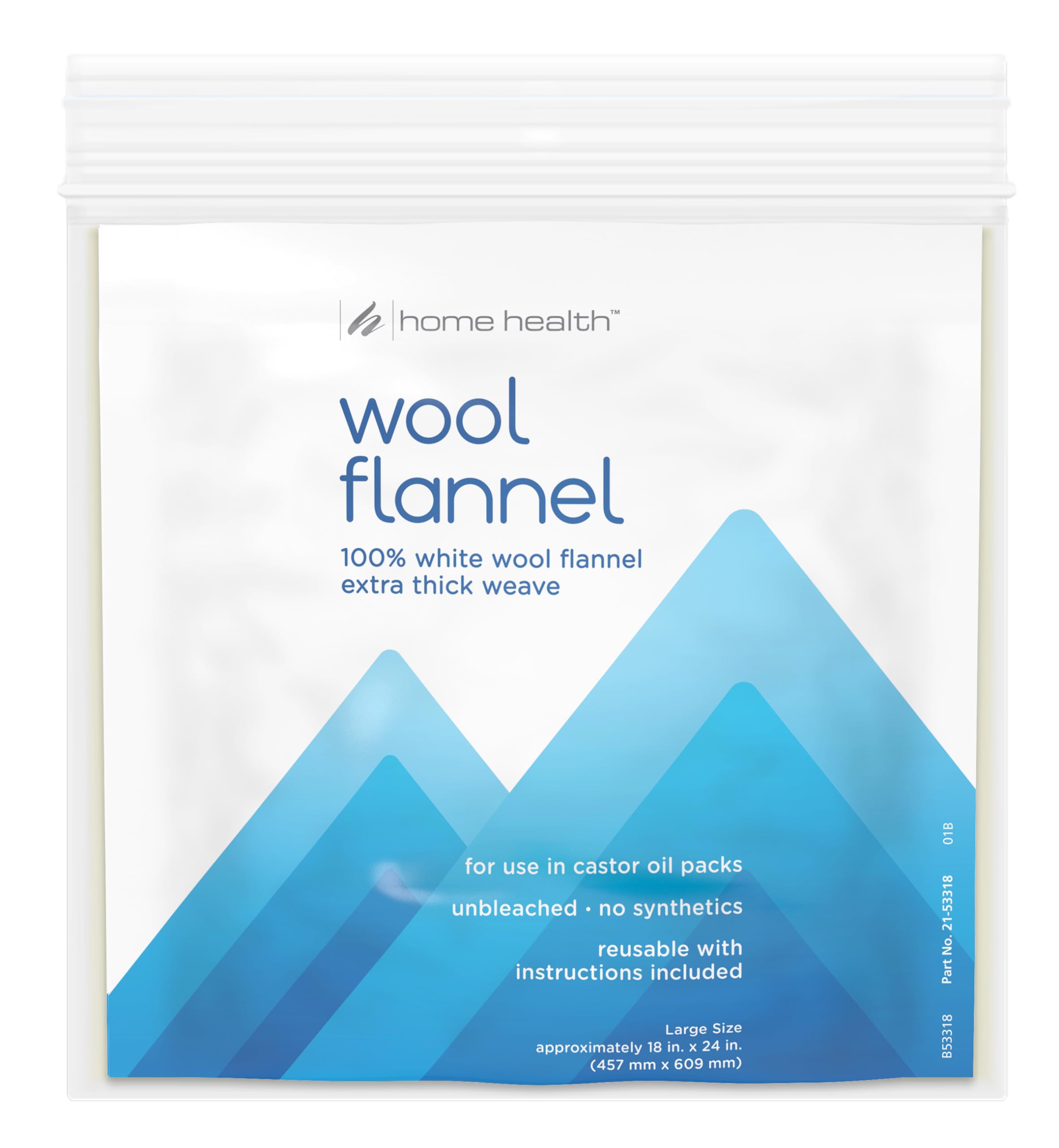 Home Health Wool Flannel - Small Size, 12" x 18" - 100% White Wool, Extra Thick Weave, Unbleached, No Synthetics, For Castor Oil Packs, Reusable - Cruelty-Free, Eco-Friendly